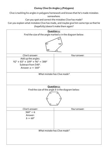 Clumsy Clive On Angles Teaching Resources