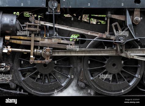 Close Up Of Two Of The Driving Wheels Of British Railways Standard Class 9f Locomotive At