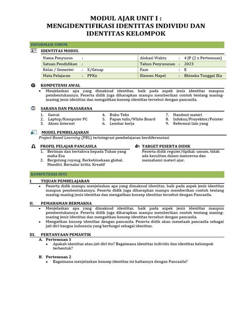 Contoh Modul Ajar Pkn Pdf