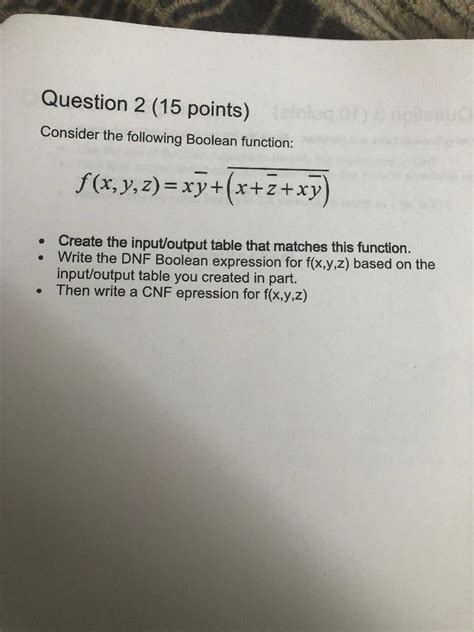Solved Consider The Following Boolean Function Chegg
