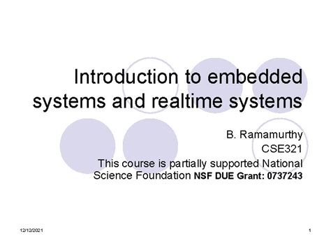 Introduction To Embedded Systems And Realtime Systems B