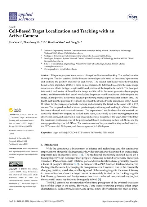 Pdf Cell Based Target Localization And Tracking With An Active Camera
