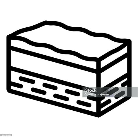 초콜릿 크림 레이어 라인 아이콘 과자 생과자 개념과 케이크 벡터 그래픽입니다 달콤한 컵케이크 슬라이스 조각 흰색 배경에 베이커리 기호 스타일 모바일 또는 디자인 귀여운에