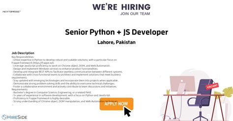Hireside On Linkedin Senior Python Js Developer Nextbridge