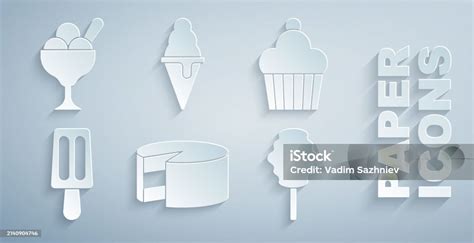 세트 케이크 아이스크림 솜사탕 와플 콘과 그릇 아이콘 벡터 3차원 형태에 대한 스톡 벡터 아트 및 기타 이미지 3차원 형태 구름 끈적거리는 Istock