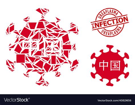 Geometric Chinese Coronavirus Icon Mosaic Vector Image