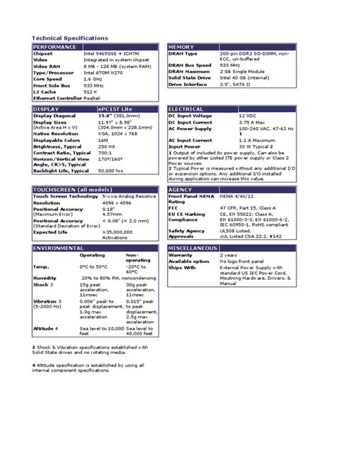 Technical Specifications Epc Lite Pdf Dynamic Random Access Memory Power Supply