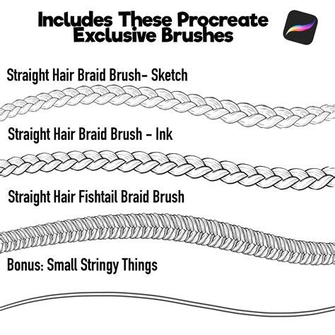 Procreate Brush Set Straight Hair Braid Brushes Etsy