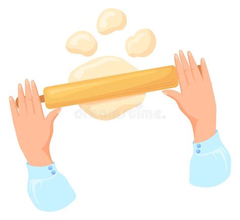 Rolling Pin On Dough Cookie Baking Preparation Cartoon Icon Stock Vector Illustration Of Food