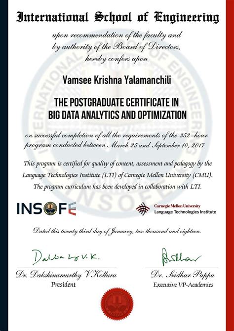 vamsee krishna on linkedin certified data scientist from insofe