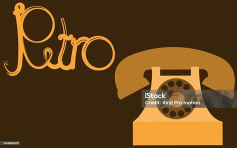 레트로 옛날 골동품 소식통 빈티지 복고풍 비문 갈색 바탕에 아름 다운 노란색 글씨로 작성 된 튜브와 고 대 골든 디스크 전화 벡터 일러스트 레이 션 0명에 대한 스톡 벡터