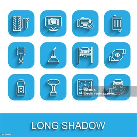 모터 기계 오일 기어 시프터 타이어 압력 게이지 모터 가스 자동 서비스 점검 자동차 자동차 터보차저 및 리프트 아이콘의 수리 자동차용 라인 캐니스터를 설정합니다 벡터 갤런에