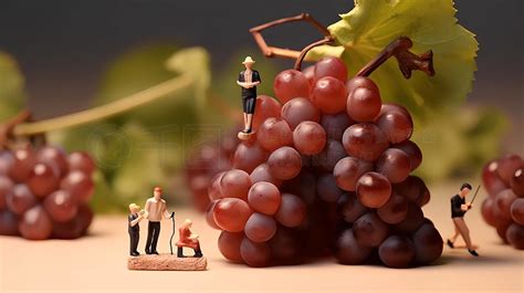 葡萄ai数字艺术 微缩人物与蔬菜水果健康饮食概念图葡萄 Ai图片免费下载 Png格式 4368像素 编号60619641 千图网