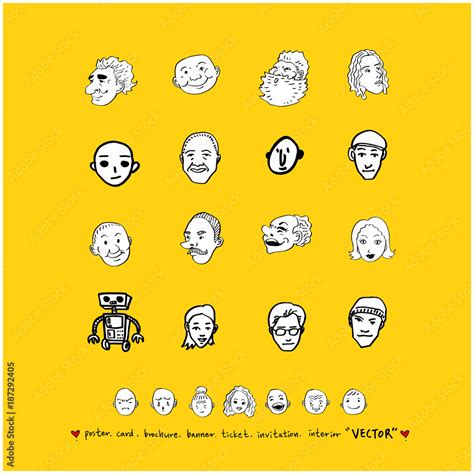 인물의 표정 손으로 그린 얼굴 일러스트 Stock Vector Adobe Stock