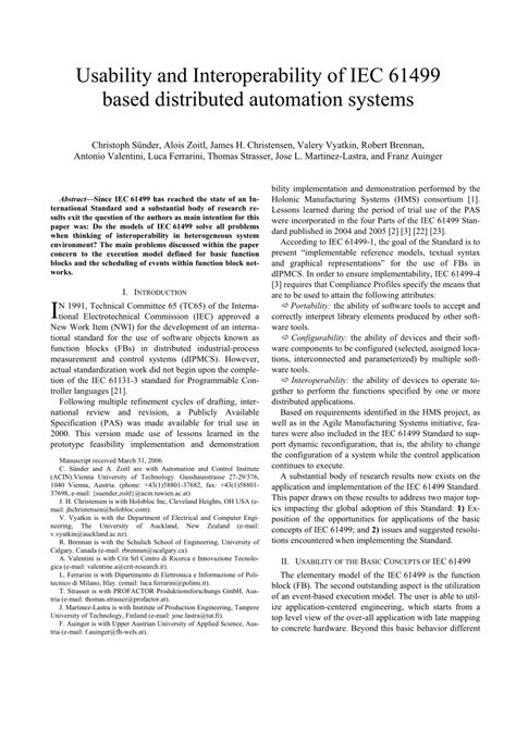 Pdf Usability And Interoperability Of Iec 61499 Based Distributed Automation Systems