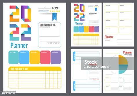 미니멀 한 플래너 의 세트 2022 월간 주간 일일 플래너 템플릿 비즈니스 및 시간 관리 용지 시트 벡터 그림입니다 2022년에 대한 스톡 벡터 아트 및 기타 이미지