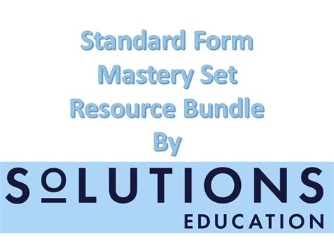 Standard Form Mastery Set Teaching Resources
