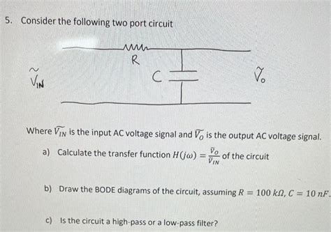 Solved Consider The Following Two Port Circuit Where VIN Chegg