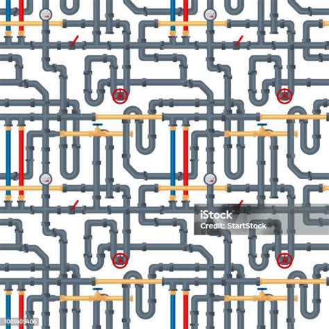 튜브와 파이프라인 화이트에 완벽 한 배경입니다 물 튜브의 평면 요소입니다 배관 Fo 가스 석유 산업입니다 평면 스타일에서 벡터 일러스트 레이 션 0명에 대한 스톡 벡터 아트