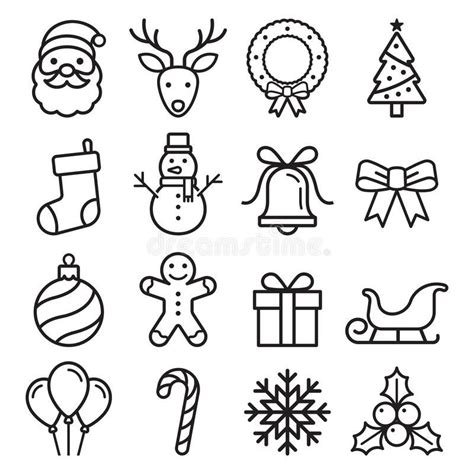 Christmas Icons Set Vector Illustrations