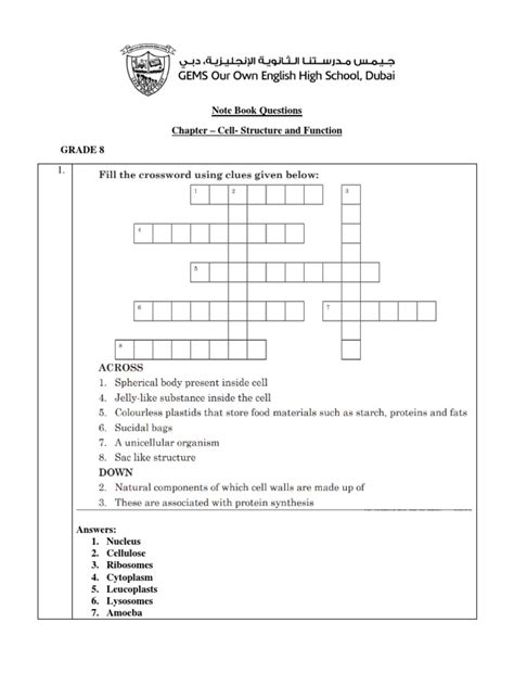 Cell Structure And Function Notebook Qs And Challenge Qs Pdf Self Improvement Wellness