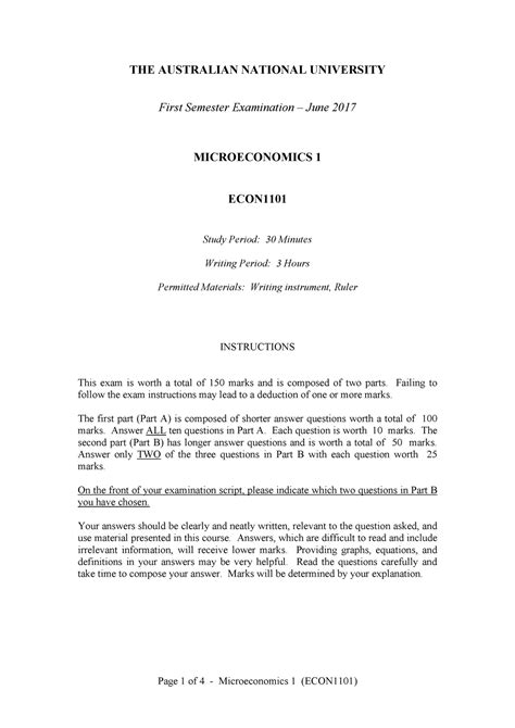 Final Exam 2018 Questions The Australian National University First