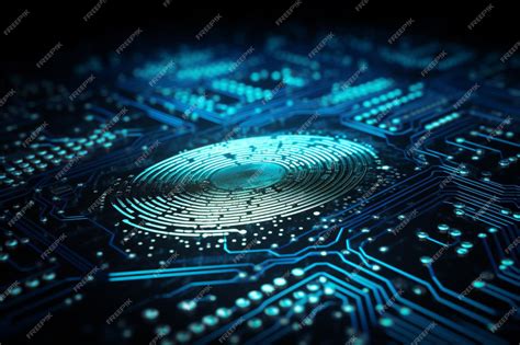 Premium Photo Deep Blue Background Showcases Fingerprint Scan And Binary Code Security