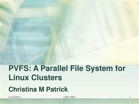 Ppt Pvfs A Parallel File System For Linux Clusters Powerpoint