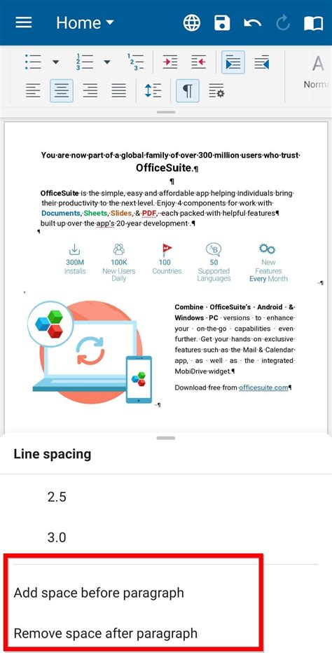 Add Or Remove Extra Space Before Or After A Paragraph In Documents Mobisystems