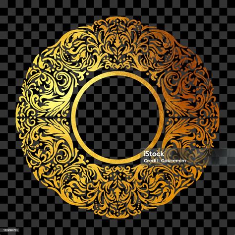 골드 호일 핸드 그린 꽃 만다라 프레임 원 골드 호일 프레임 격리 배경입니다 기하학적 황금 프레임 초대 카드 템플릿입니다 골드 링 라인 아트 생일 새해 크리스마스 카드