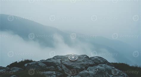 A Compass On A Misty Mountaintop Guiding Your Journey Through