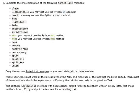Solved 2 Complete The Implementation Of The Following