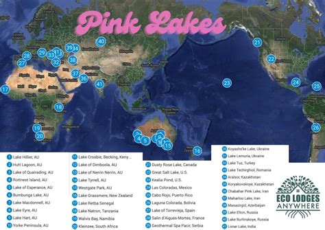 41 Pink Lakes In 22 Countries With Map Eco Lodges Anywhere