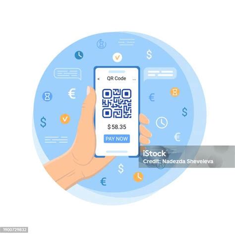 스마트폰을 들고 있는 손 Qr코드 기술로 결제 비접촉식 모바일 결제 평면 스타일의 벡터 일러스트 레이 션 Qr코드에 대한 스톡 벡터 아트 및 기타 이미지 Istock