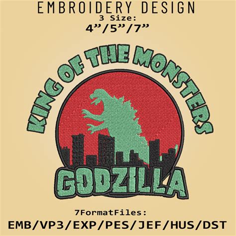 Godzilla Embroidery Files Godzilla Movie Inspired Embroide Inspire