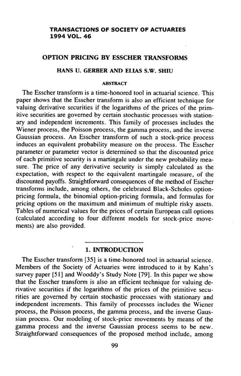 Pdf Option Pricing By Esscher Transforms