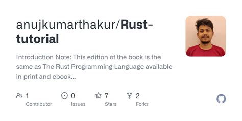 Github Anujkumarthakur Rust Tutorial Introduction Note This Edition Of The Book Is The Same