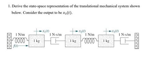 Solved 1 Derive The State Space Representation Of The
