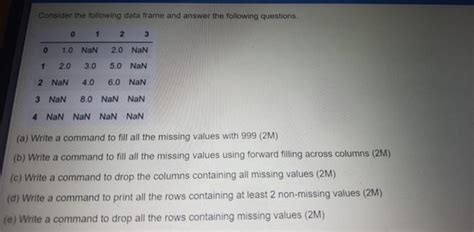 solved consider the following data frame and answer the