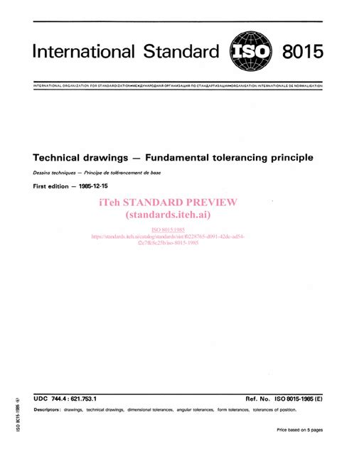 Iso 8015 1985 Pdf Engineering Tolerance International Organization For Standardization