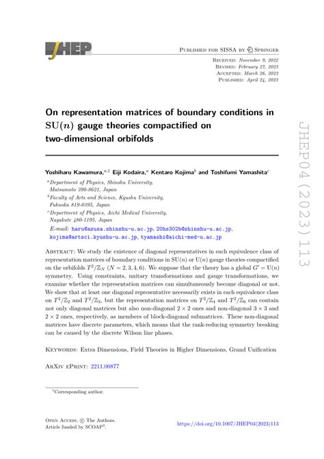pdf on representation matrices of boundary conditions in su n gauge