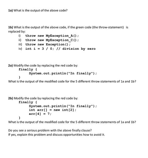 solved given the following java code class myexception a