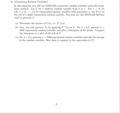 Solved 6 Generating Random Variables In This Question