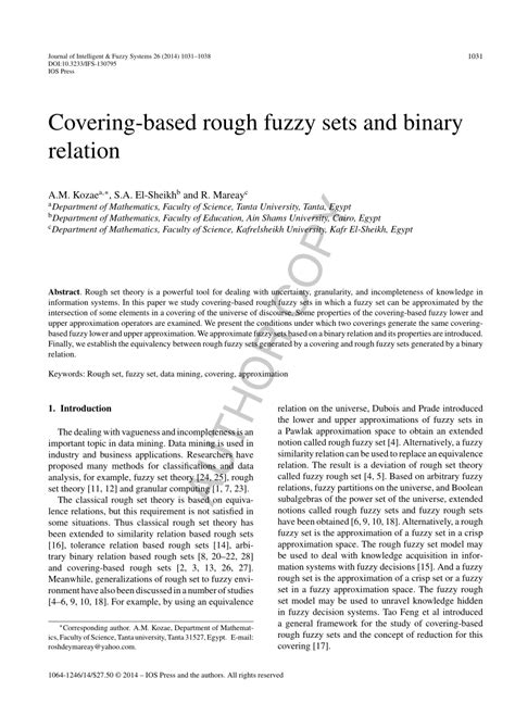 Pdf Covering Based Rough Fuzzy Sets And Binary Relation