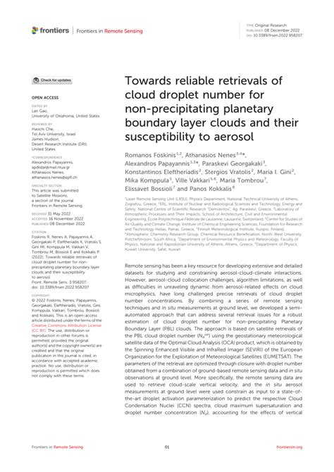 Pdf Towards Reliable Retrievals Of Cloud Droplet Number For Non Precipitating Planetary