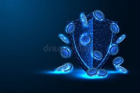 Digital Shield Protecting Money On Dar Bue Bacground Cybersecurity Financial Safety Concept