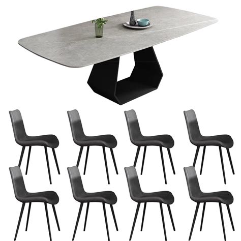 Greyleigh Modern Luxurious Rock Plate Dining Table Chair Set Rectangular 354 W Dining Set