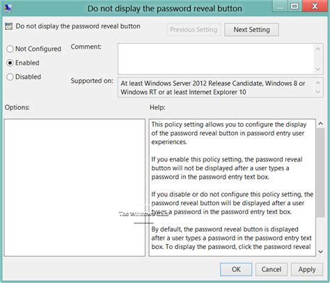 Enable Or Disable Password Reveal Button In Windows 11