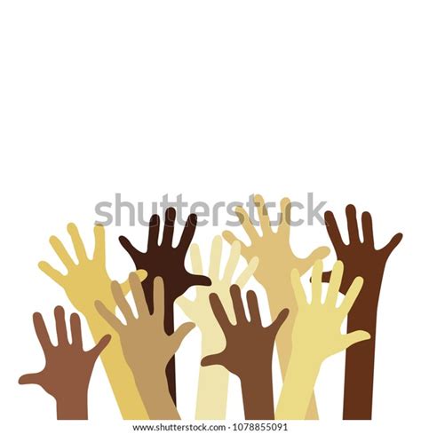 Different Skin Colors Hands Rise Stock Vector Royalty Free 1078855091 Shutterstock