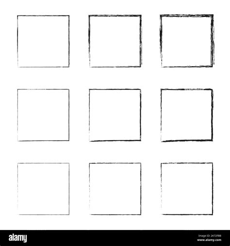 Collection Of Square Black Hand Drawn Grunge Frames Black Square Shape Borders Vector Borders